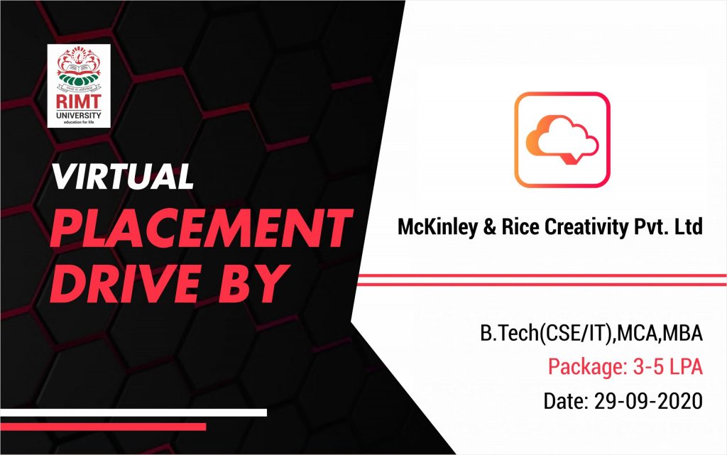 Virtual Placement Drive by McKinley & Rice Creativity Pvt. Ltd. - RIMT ...